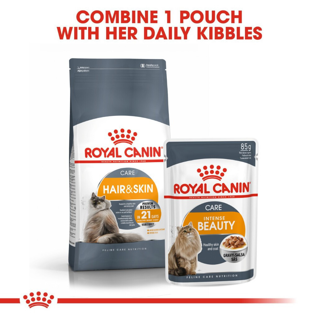 RAYA PROMO (Royal Canin Hair Skin 2kg + 1box 12packs x Intense Beauty ...
