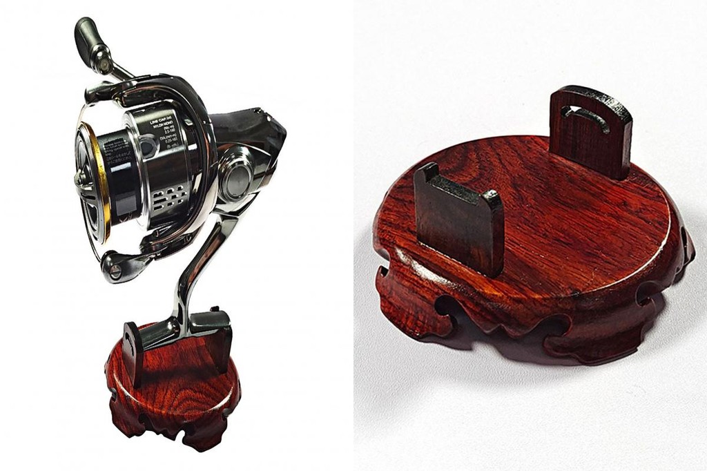 Desktop Fishing Reel Stand Fishing Reel Display Stand Handmade Wooden ...