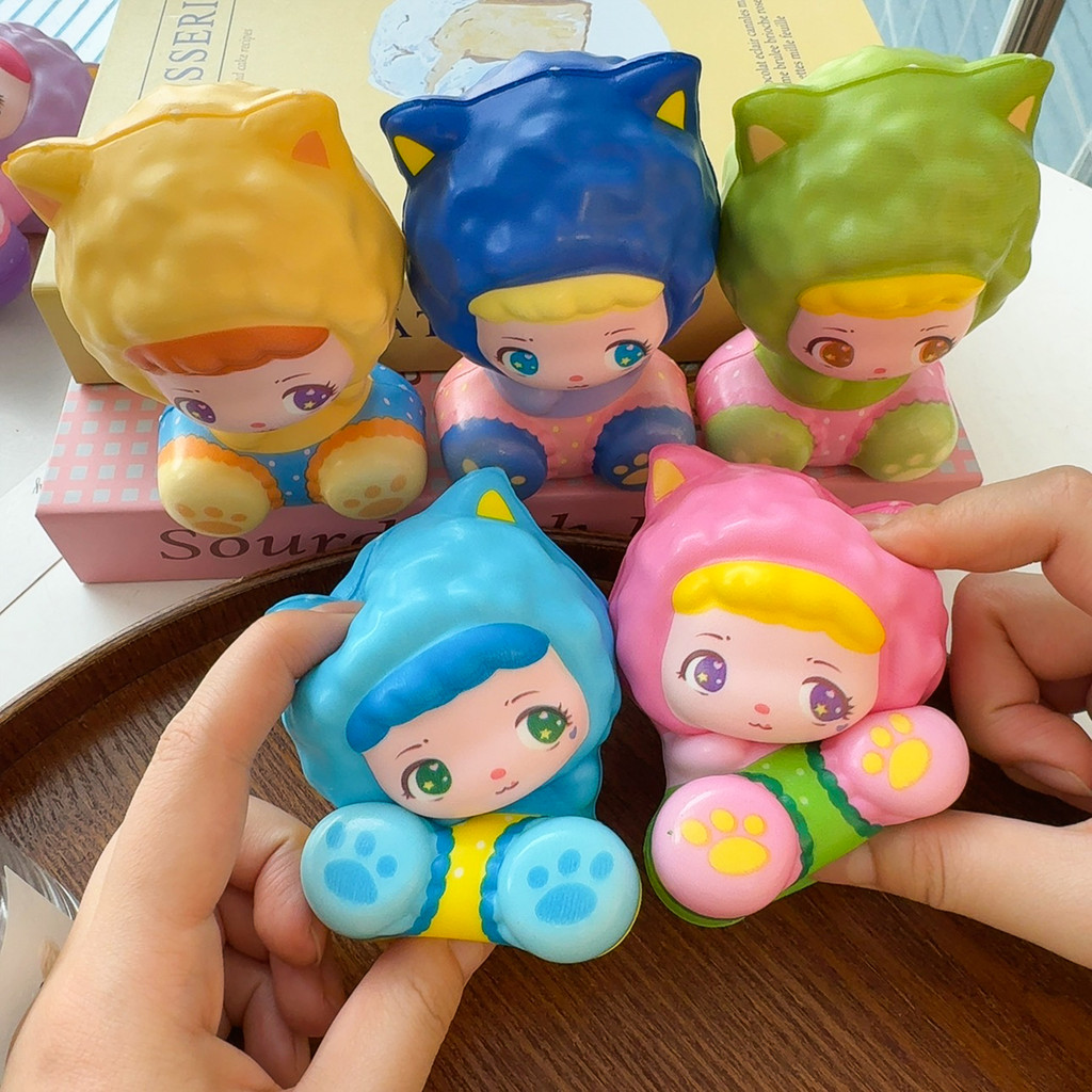 Kawaii Lila Lucky Cat Slow Rebound Squeeze Toys - Cute Anime Doll Hand ...