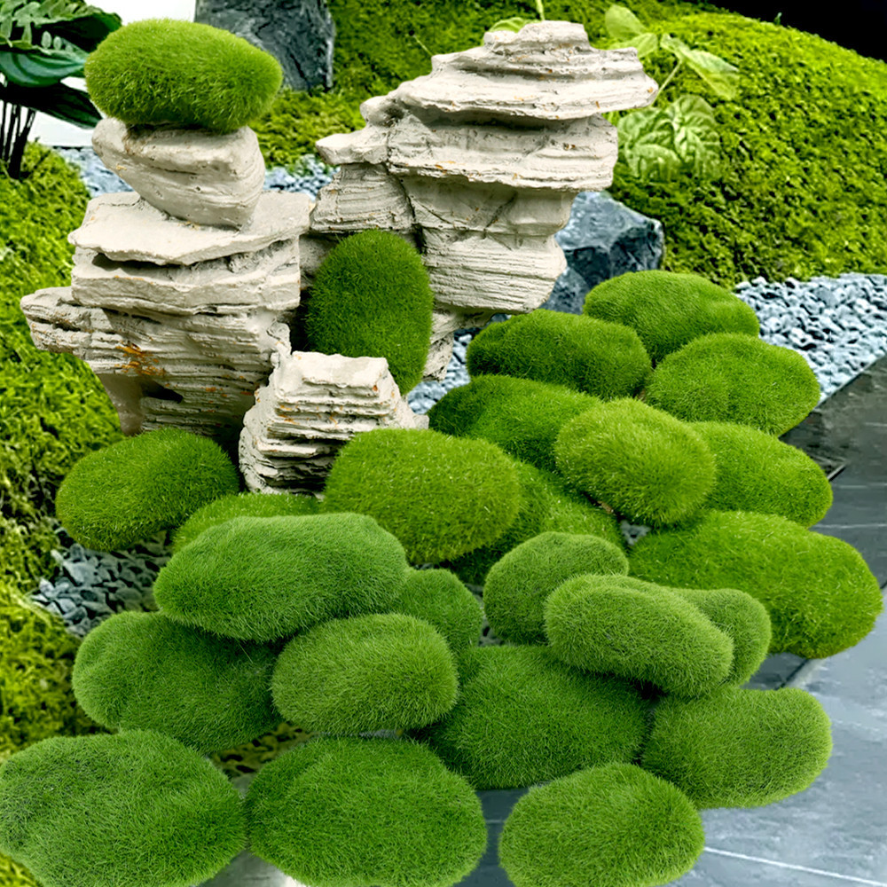 Artificial Foam Moss Rocks Fake Green Moss Stone Micro Landscape DIY ...