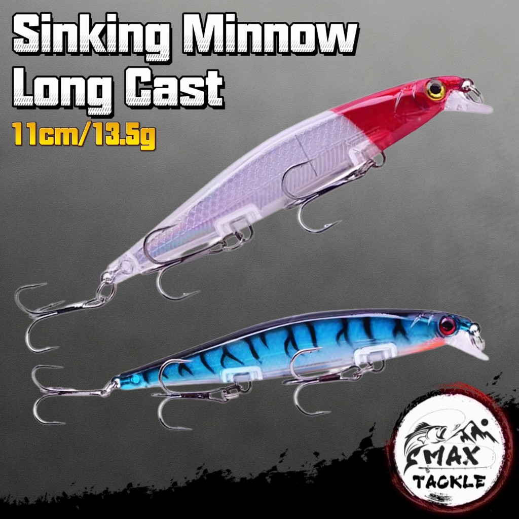 Long Cast Sinking Minnow 11cm/13.5g Umpan Gewang Siakap Sebarau Umpan ...