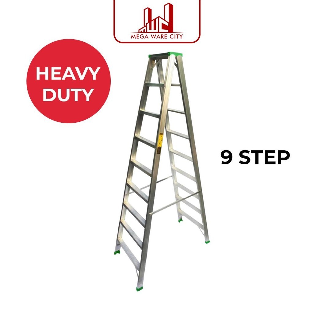 MWC 9 Step Double Sided Ladder Heavy Duty Aluminum Double Side Tangga Aluminium 9 Steps Tangga 9 ...