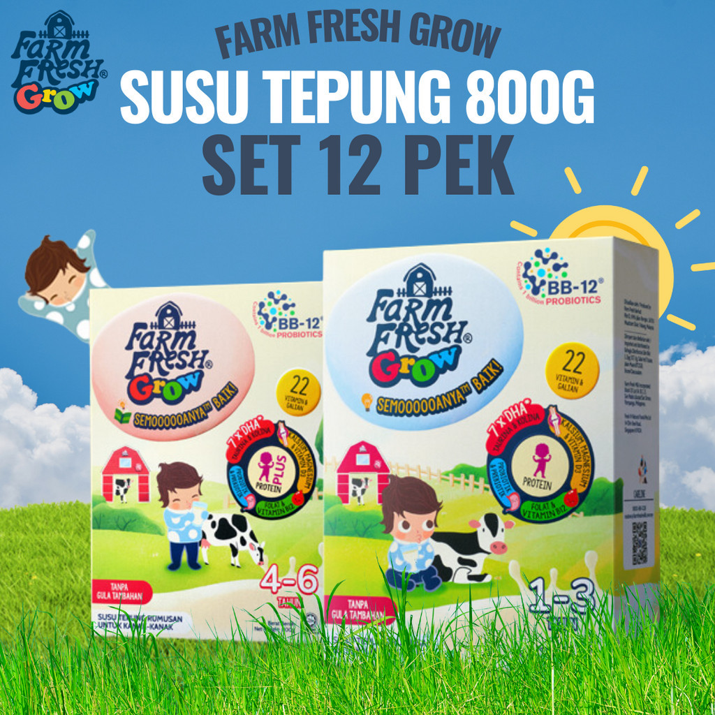 Farm Fresh Grow Milk Powder Susu Tepung Formula 800G X 12 PACKS SET ...