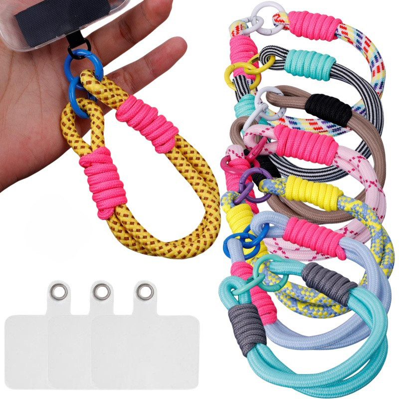 Colorful Braided Rope Phone Wrist Strap - with Gaskets Card - INS Style ...