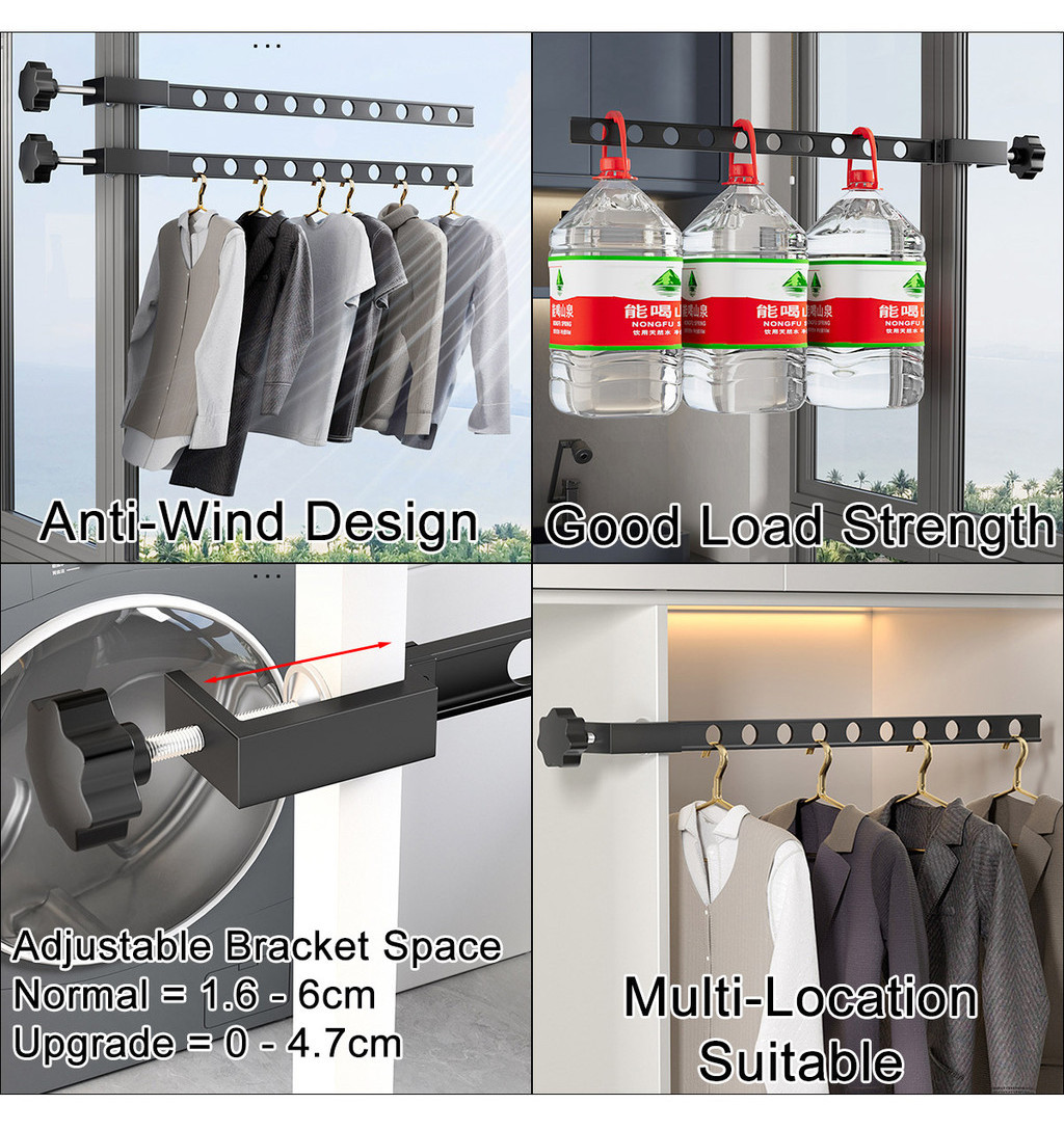 Aluminium Adjustable Window Mounted Bracket Mounted Clothes Hanger ...