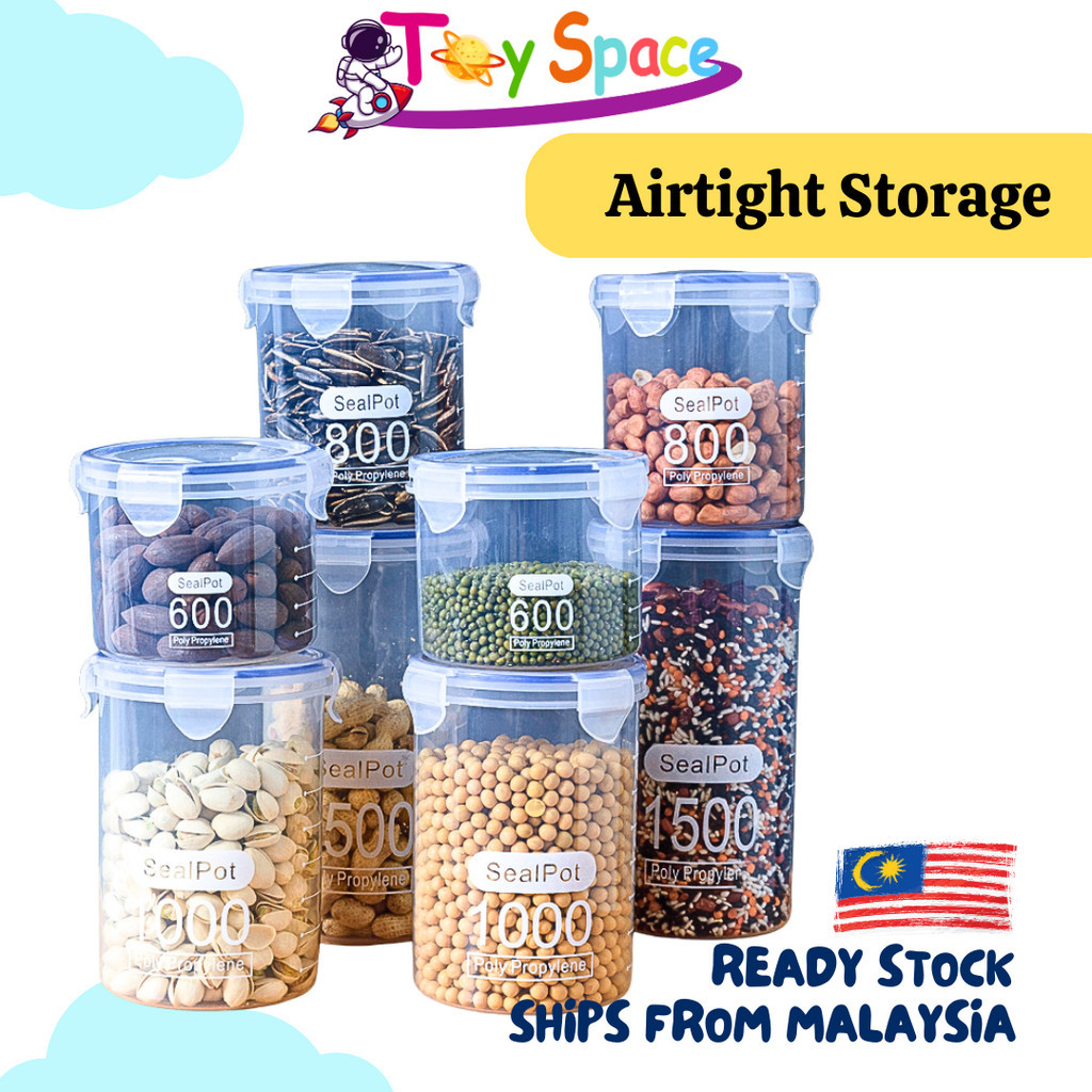 TOYSPACE🚀 Airtight Round Storage Stackable Container Transparent ...