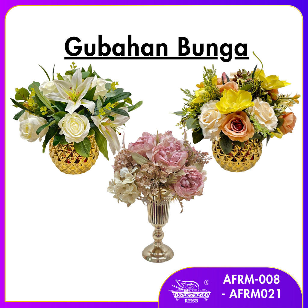 BUNGA HIASAN SIAP GUBAH/ GUBAHAN BUNGA SIAP GUBAH PASU SERAMIK/ PASU ...