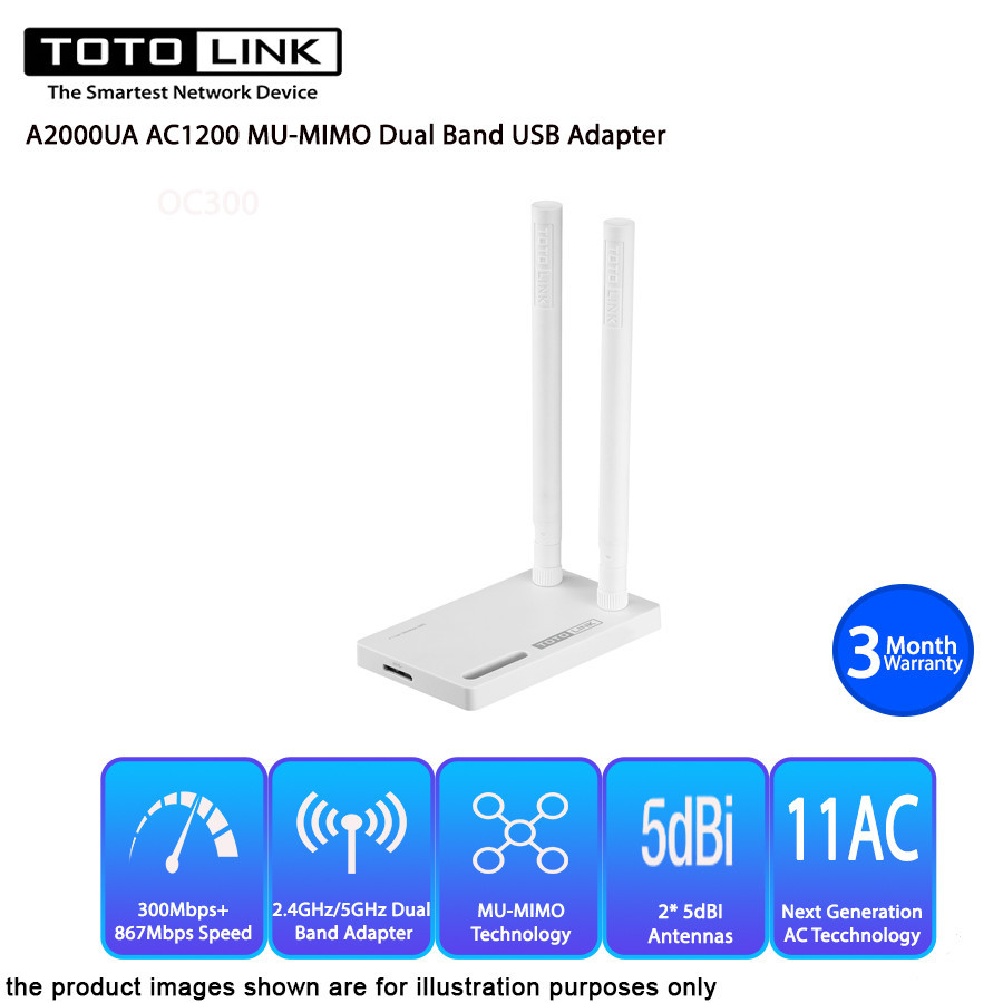 Totolink A2000UA AC1200 MU MIMO Dual Band USB Adapter | Shopee Malaysia