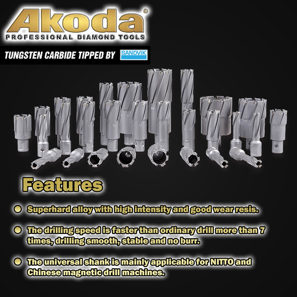 AKODA 12MM - 60MM TCT ANNULAR CUTTER DRILL BIT FOR MAGNETIC DRILL 35MM ...