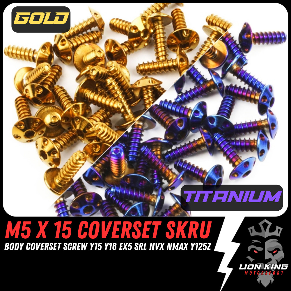🔥💯 (1 BIJI) Body Coverset Screw Skru M5*15 Titanium Blue Gold Emas ...