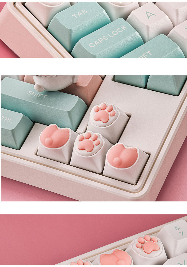 Cute Cat Claw Keycaps for Mechanical Keyboards, Soft Silicone Keycaps ...