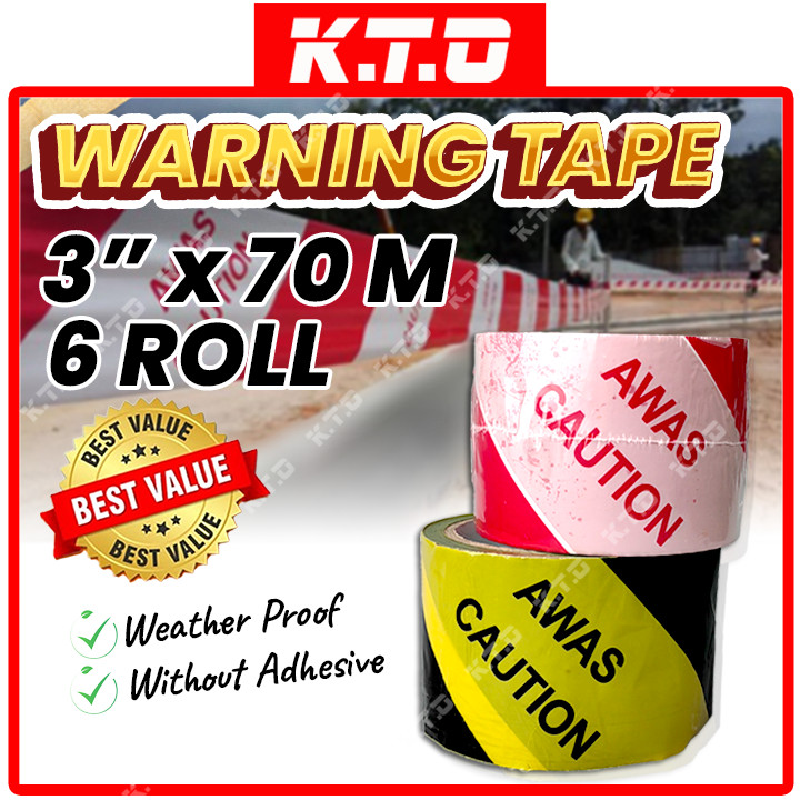 6 Roll Zebra Warning Caution Tape / Awas Tape / Barricade Tape - 3" X ...