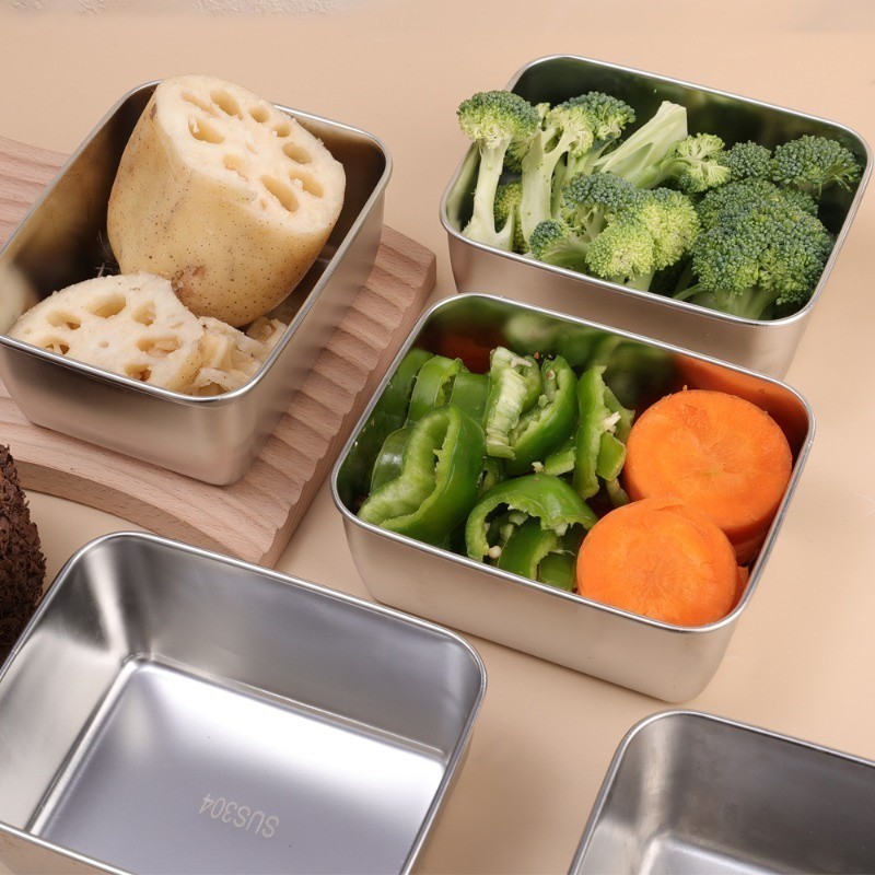 Stainless Steel Preservation Box with Lid - Refrigerator Meat/Dessert ...