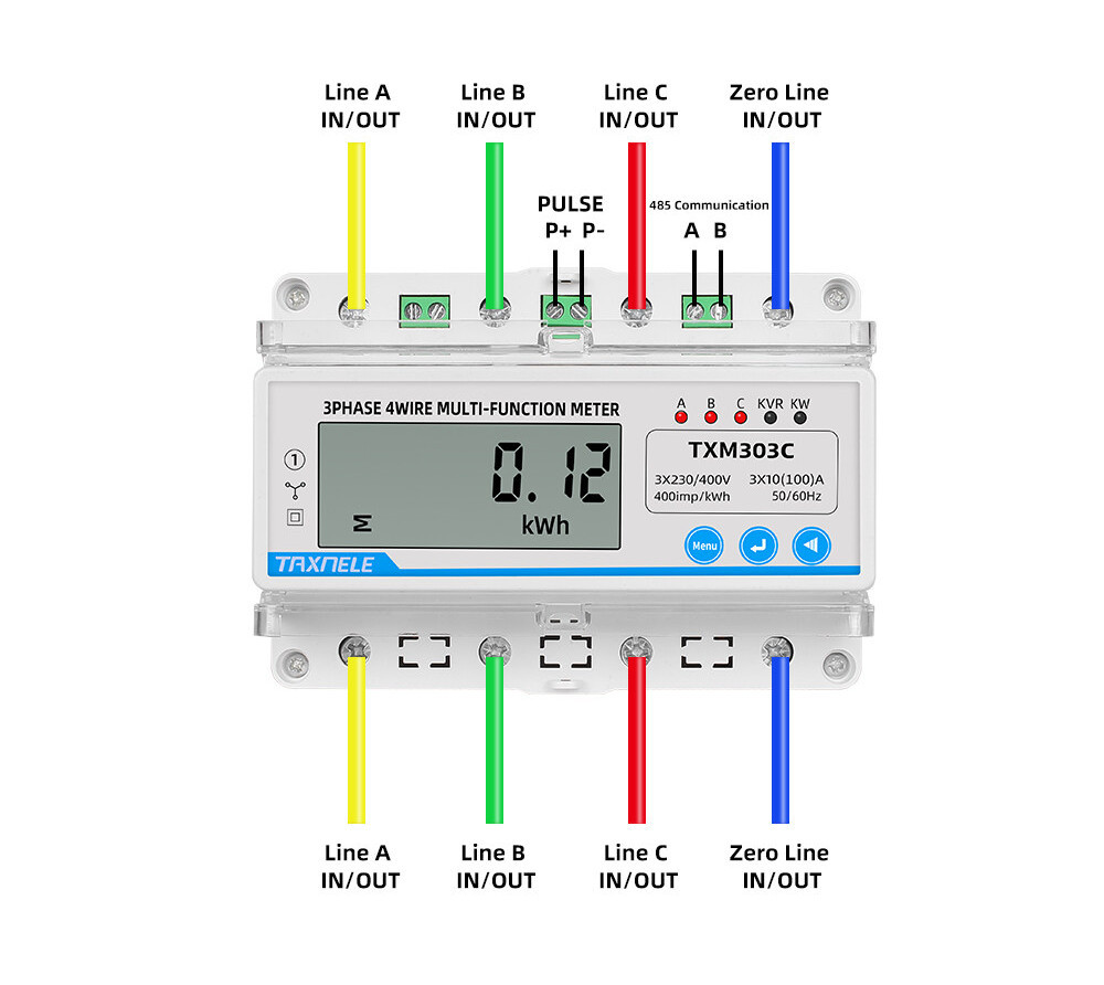 Digital Display Energy Meter 380V 100A LCD Counter 7P Electronic Watt ...