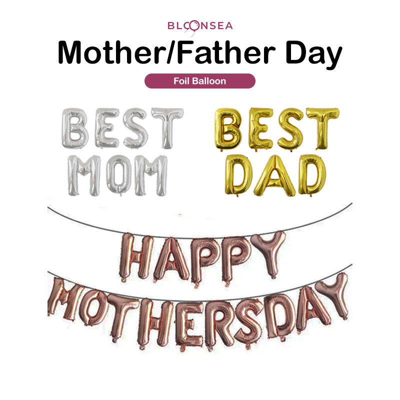 Happy Mother's Day & Father's Day Foil Balloon Banner Love You Dad Mom ...