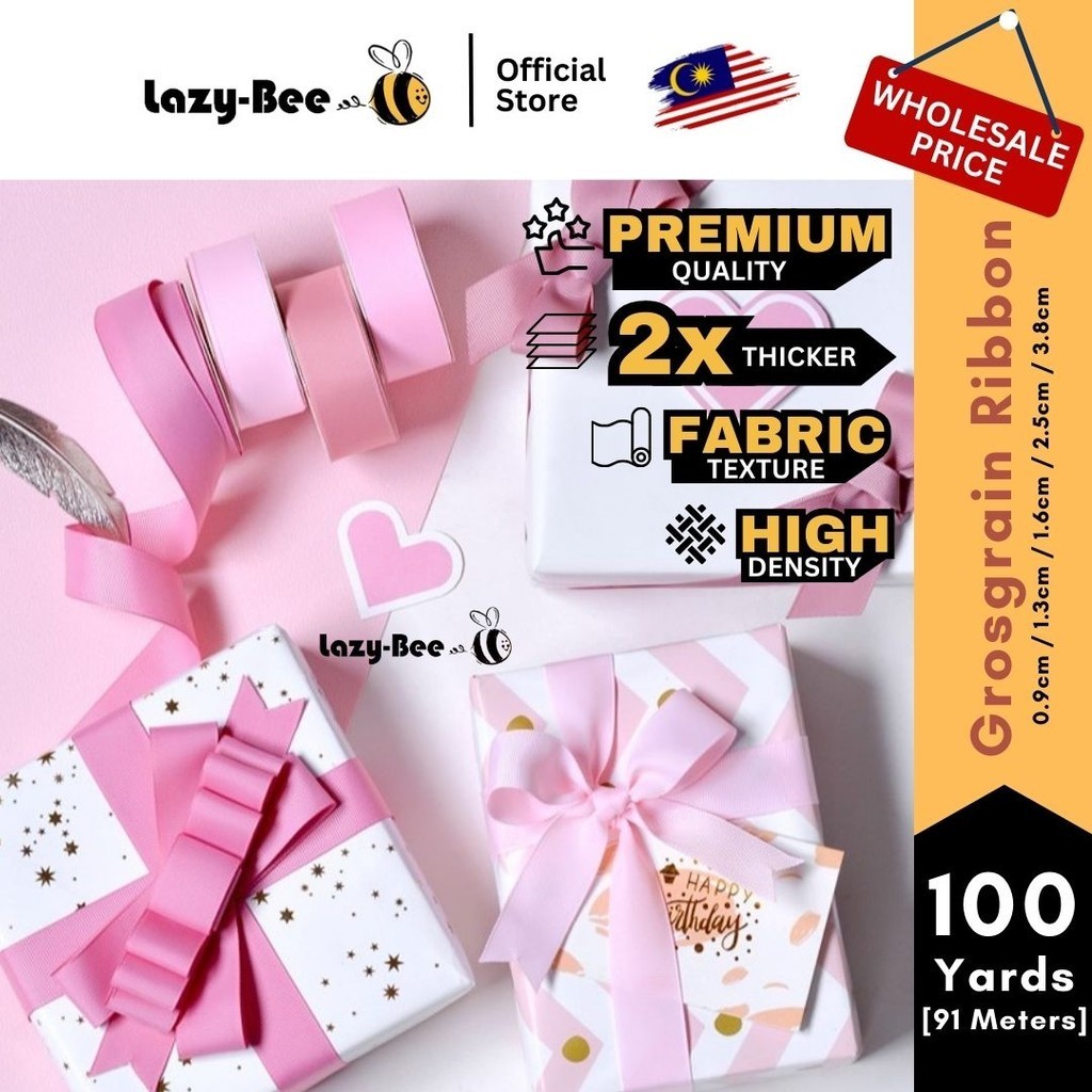 LAZY BEE 100 yards Light Pink Peony Grosgrain Ribbon Wholesale Ribbons ...