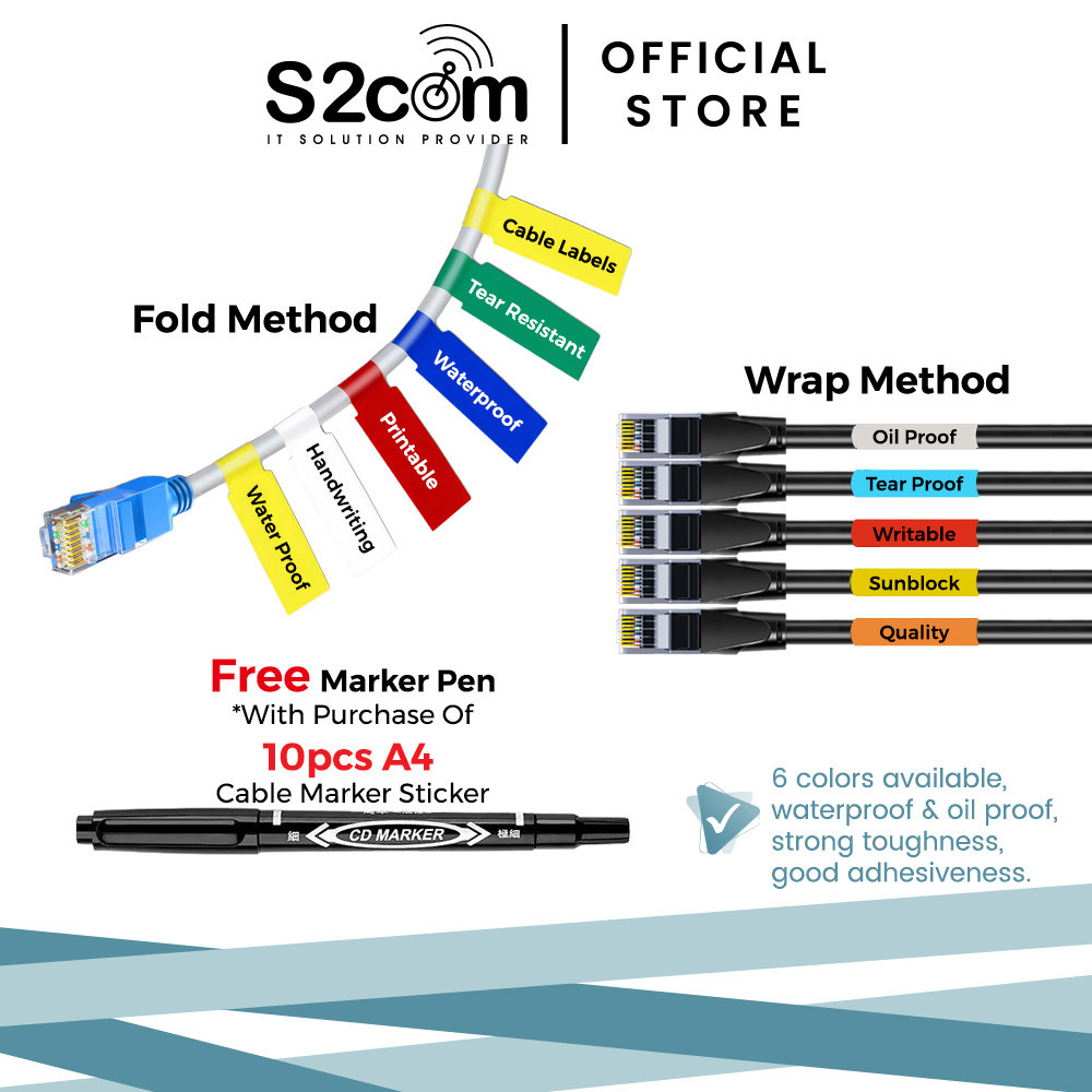 Colorful Self-adhesive Waterproof Cable Labels Marker Sticker | Shopee ...