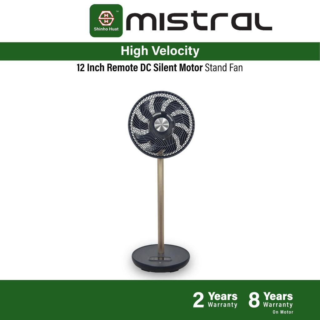 Mistral MHV912R Silent Stand Fan DC Motor High Velocity Stand Fan With ...