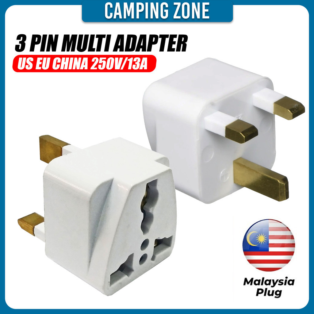 Multi Adapter Plug 3 Pin Universal Socket Converter Travel 2 Pin US EU ...