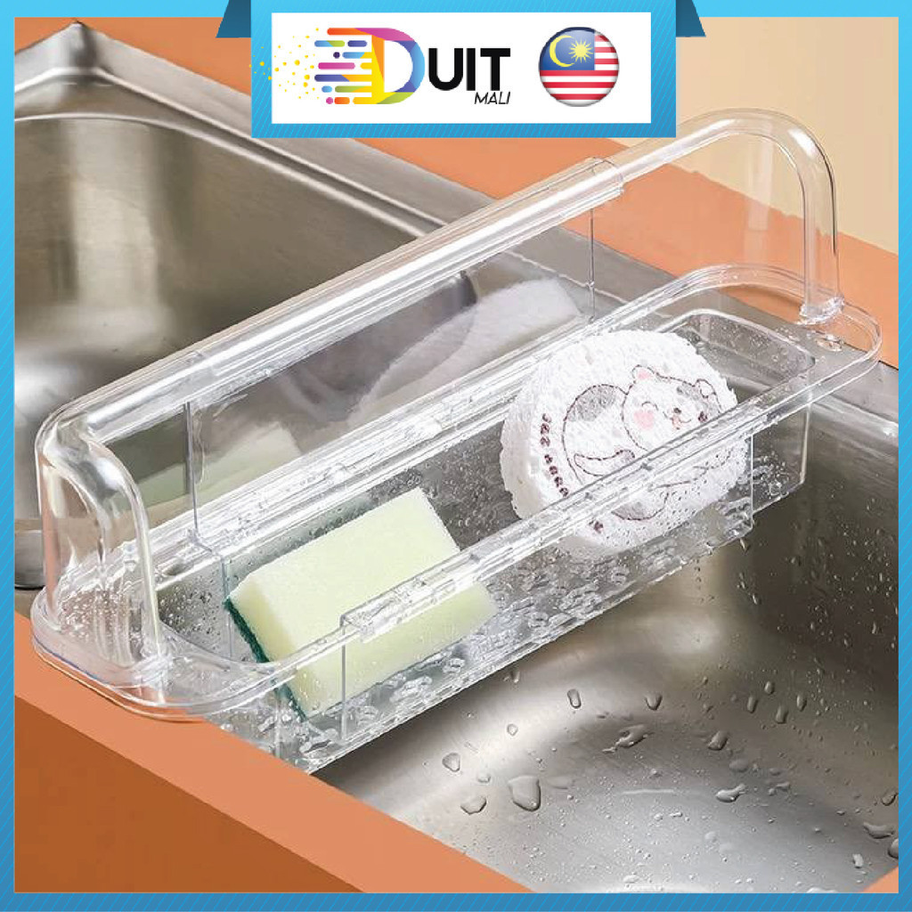 DM Plastic Expandable Sink Dish Drainer Rack Sponge Soap Retractable ...