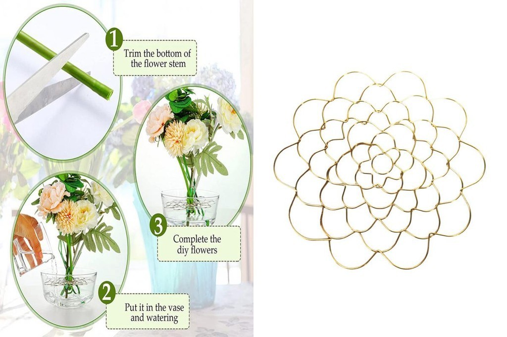 Floral Stem Organizer Flower Arrangement Grid Metal Flower Arranger ...