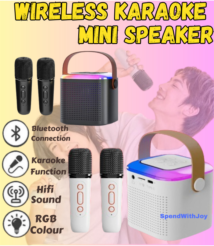 【SpendWithJoy】Wireless Mini Karaoke Portable Speaker Bluetooth With Mic ...