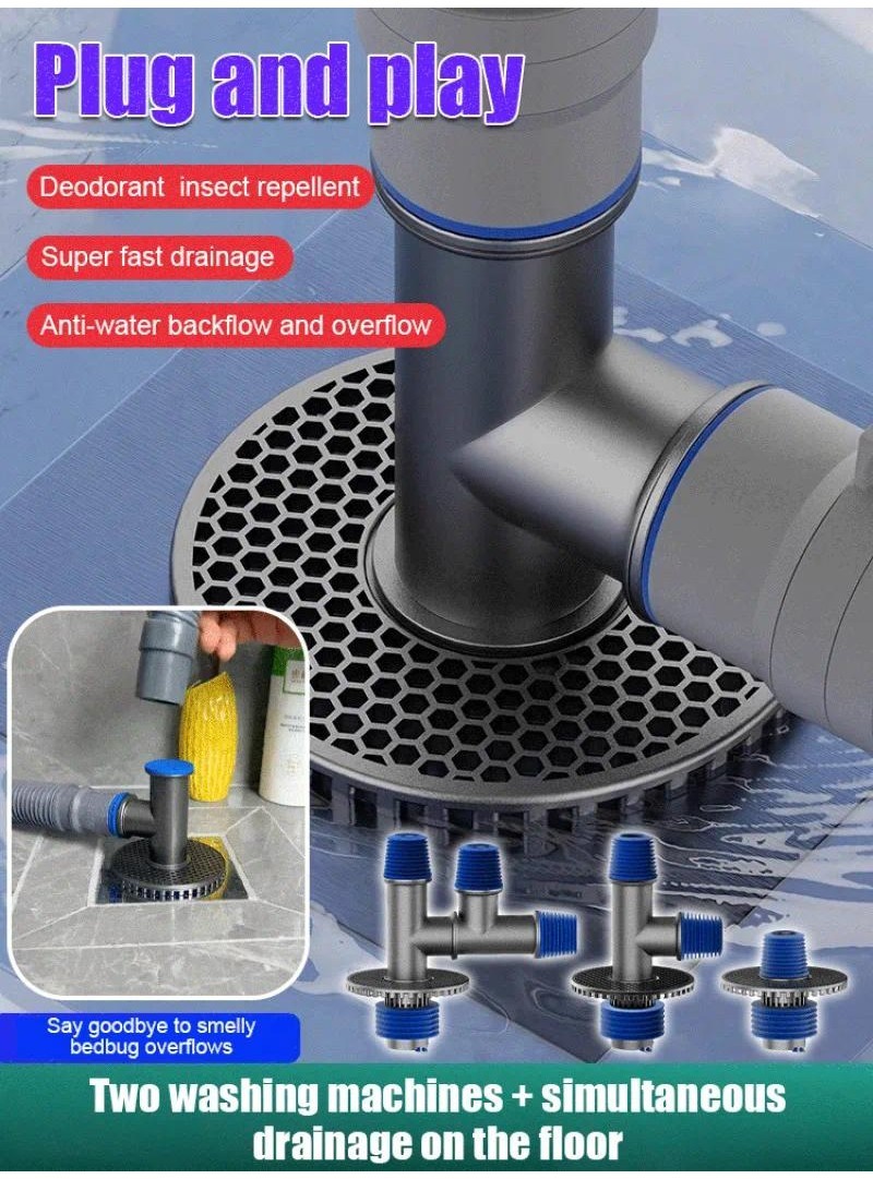 (🔥MY stock🔥) Three-Way Drain Pipe Sealing Cover, Water Pipe Floor Drain ...