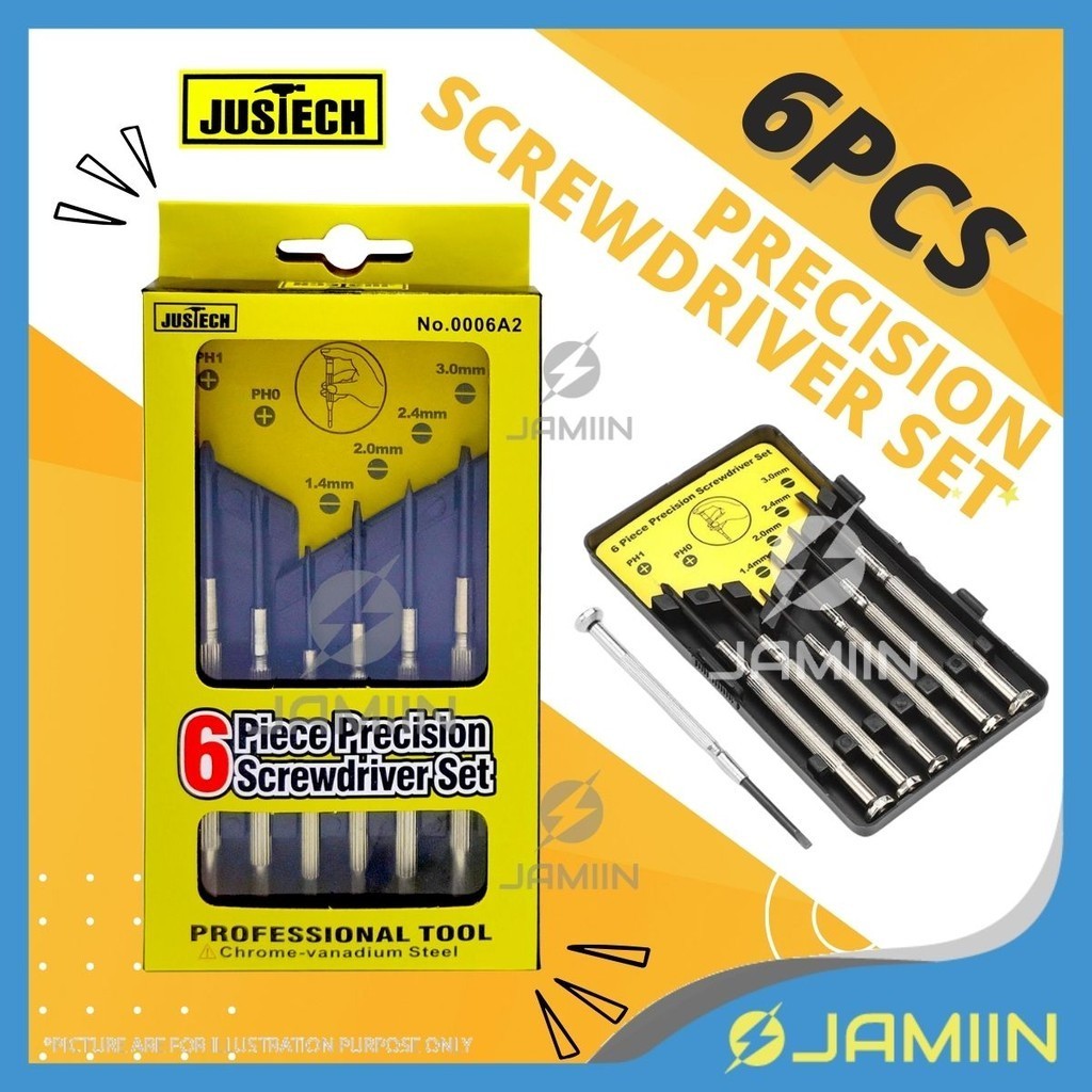 JUSTECH Japan 6pcs Precision Screwdriver Set with Case Mini Screwdriver ...