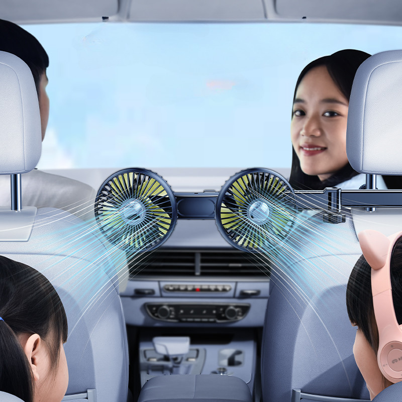OATSBASF Kipas Kereta Rechargeable Car Fan Rear Seat Dual Fan Aluminum ...