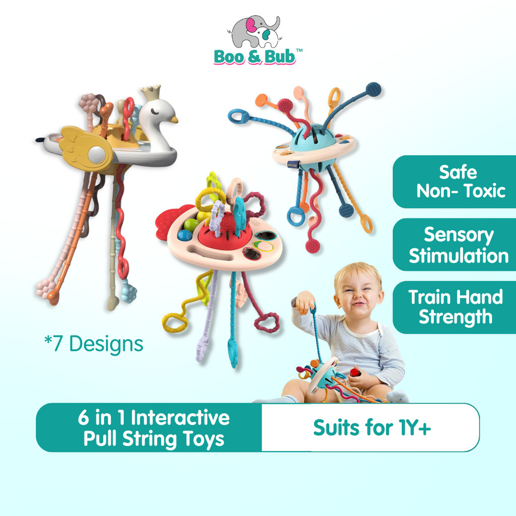 🐘Boo&Bub🐘6 in 1 Activity Toys Educational Interactive Pull String ...