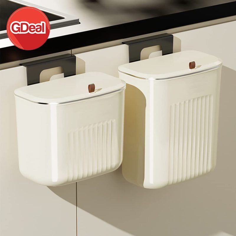 GDeal Kitchen Trash Can Wall-Mounted Household Covered Garbage Bin ...