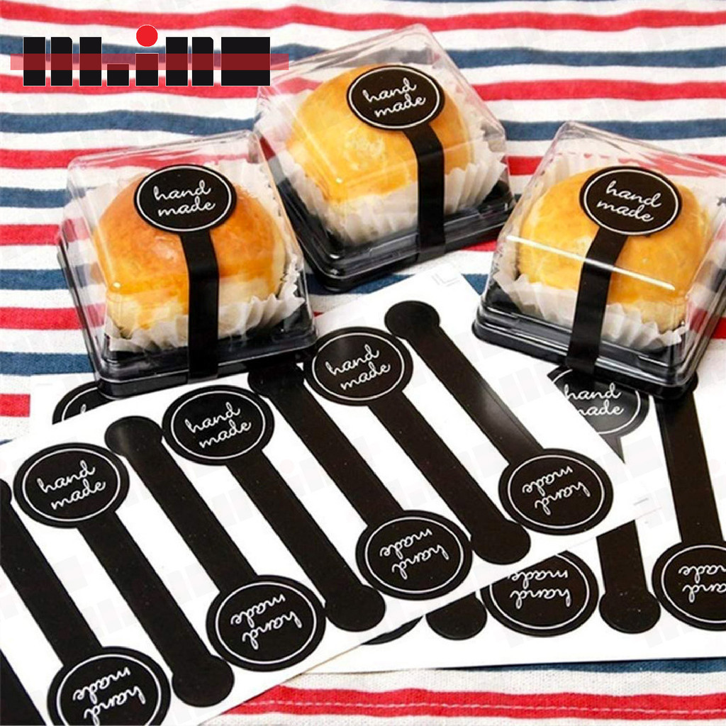 50PCS HandMade Black Stickers Long Label Cake Packaging Sealing Labels ...