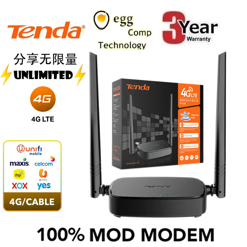 TENDA 4G03 PRO N300 WIFI 4G LTE ROUTER SIM CARD MODEM WIFI ROUTER BYPASS HOTSPOT SHARE UNLIMITED ...