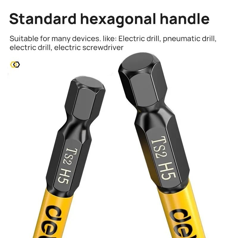 Deli Hex Shank Head Allen Wrench Screwdriver Socket Bit Metric Magnetic ...