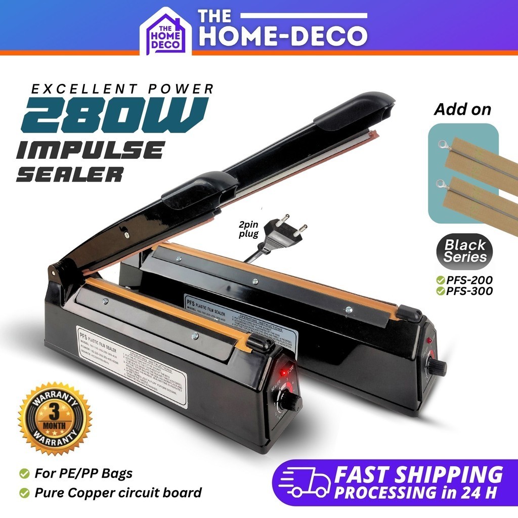 Impulse Sealer Black Series 200mm 8 Inch / 300mm 12 Inch Plastic Film ...