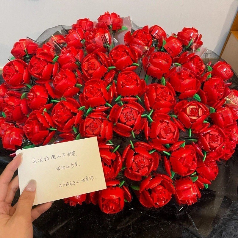 Red Rose Flower Block Fake Flower Decorations Flower Set Rose Anjell ...