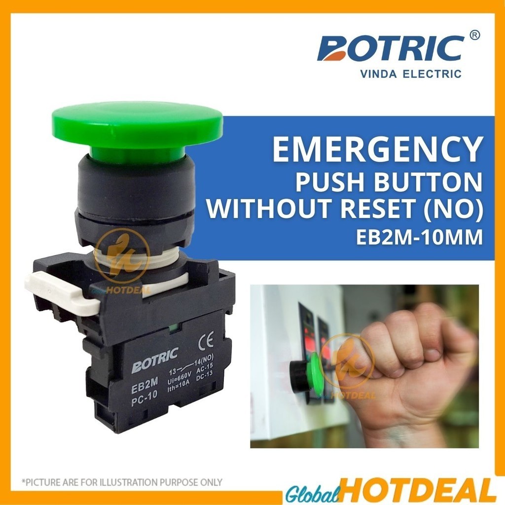 [READY STOCK] BOTRIC EB2M-10M Emergency WITHOUT Reset Push Button ...