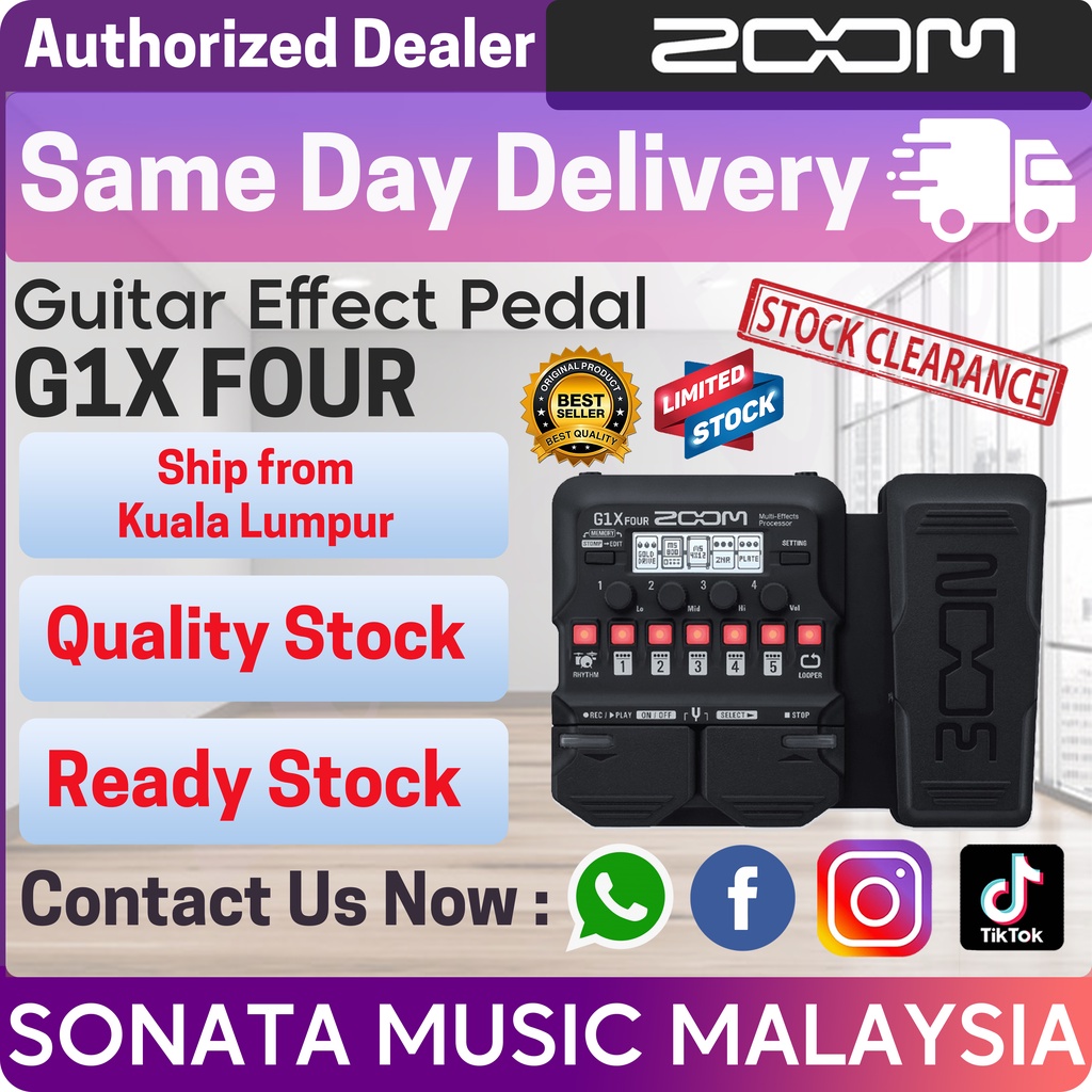 ZOOM G1X Four Guitar Effects Processor with Built-In Expression Pedal 吉他 效果 处理器 带 内置 表达 踏板 ...