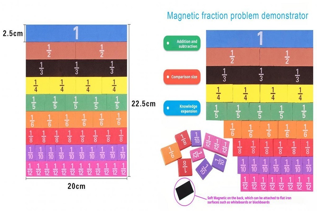 greatdream| Educational Fraction Blocks Magnetic Fraction Tiles ...