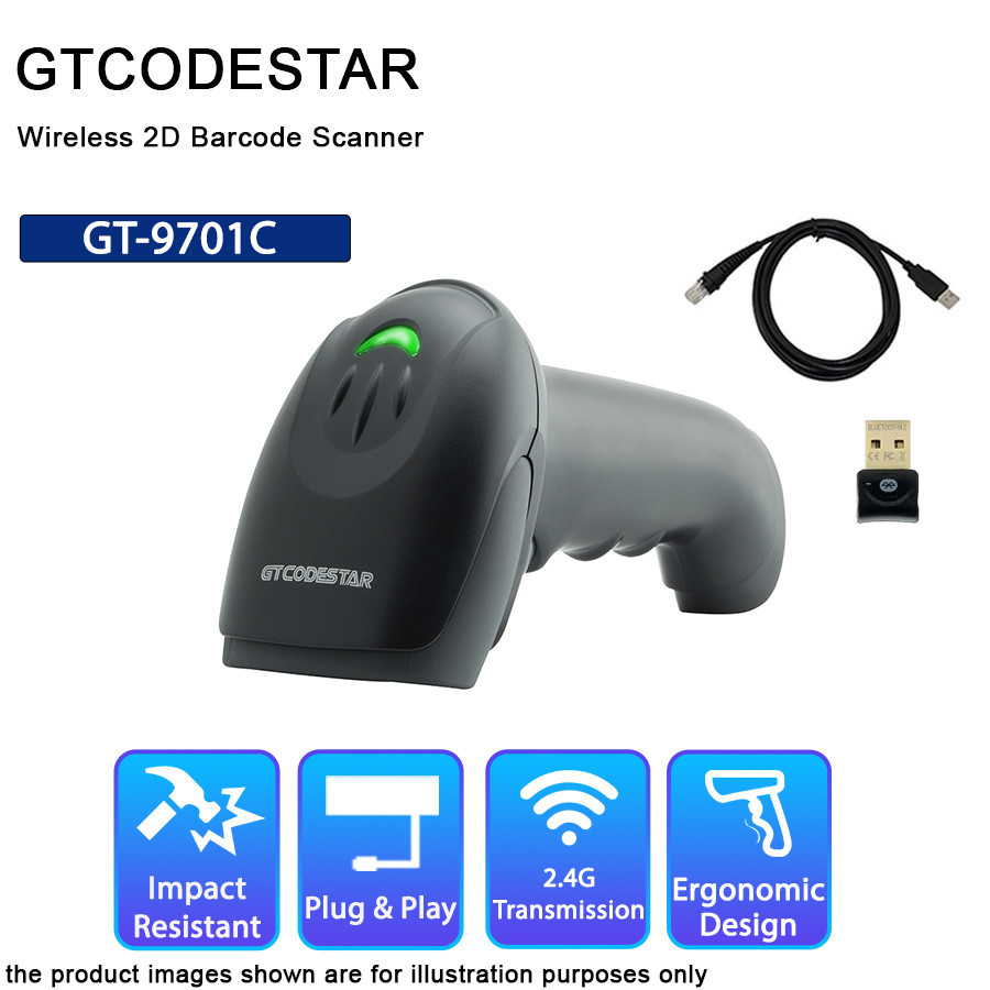 GTCODESTAR GT-9701C USB Handheld Wireless Laser 2.4G Transmission 2D ...