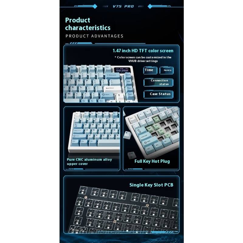 ATK VXE V75PRO E-sports keyboard wired/wireless/Bluetooth the third ...