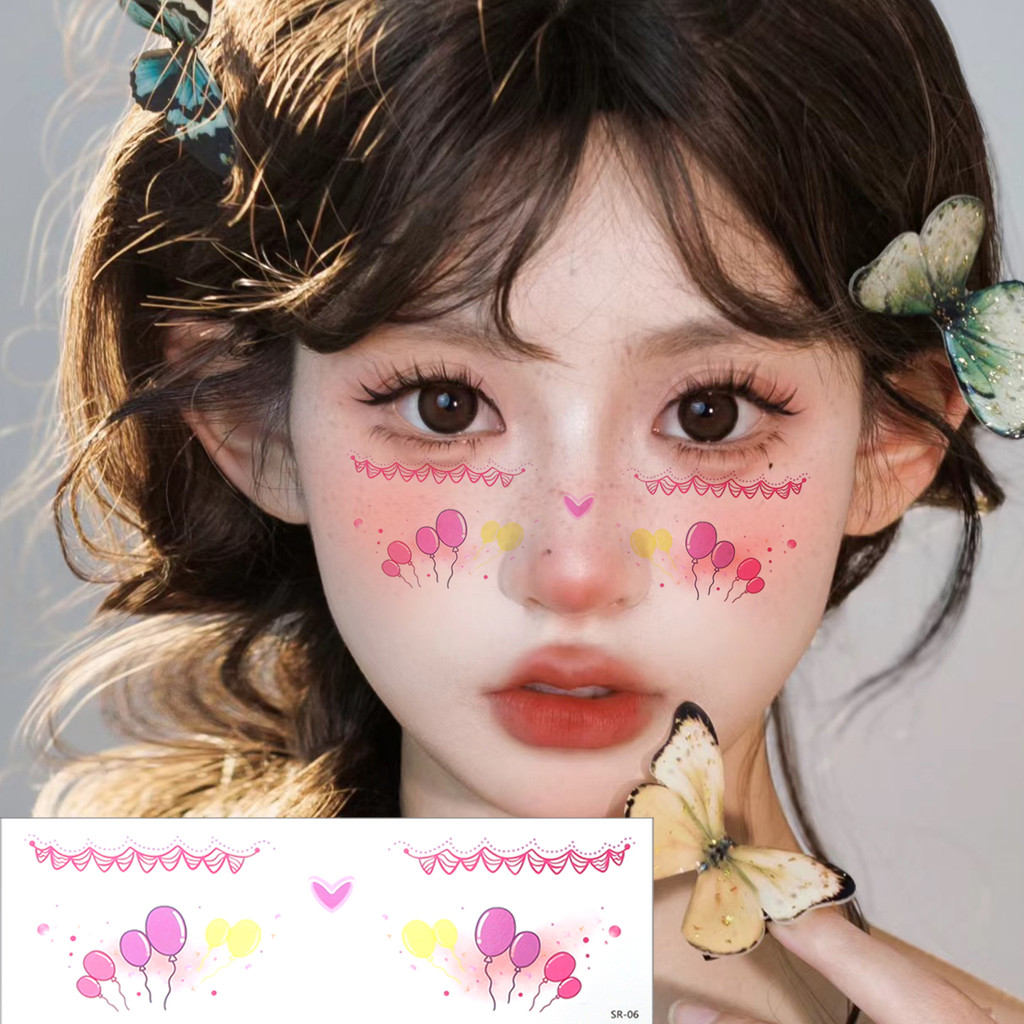 Birthday Party Face Makeup Tattoo Stickers - Waterproof Disposable ...