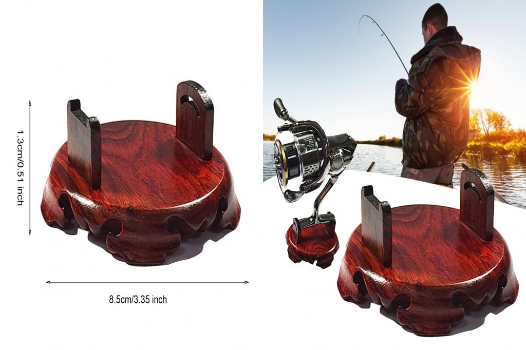 Desktop Fishing Reel Stand Fishing Reel Display Stand Handmade Wooden ...