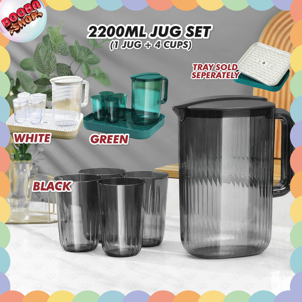 Booba Shop - 2200ML Large Capacity Water Jug Set Pitcher with 4 Cups ...