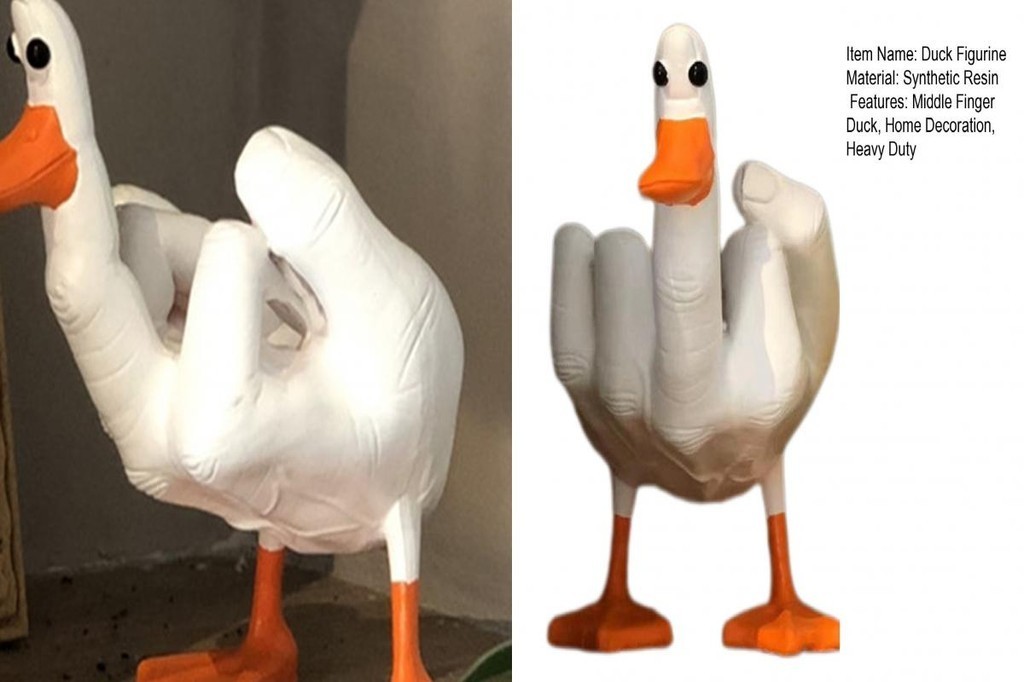 Modern Duck Ornament Cheeky Duck Statue Middle Finger Duck Figurine ...