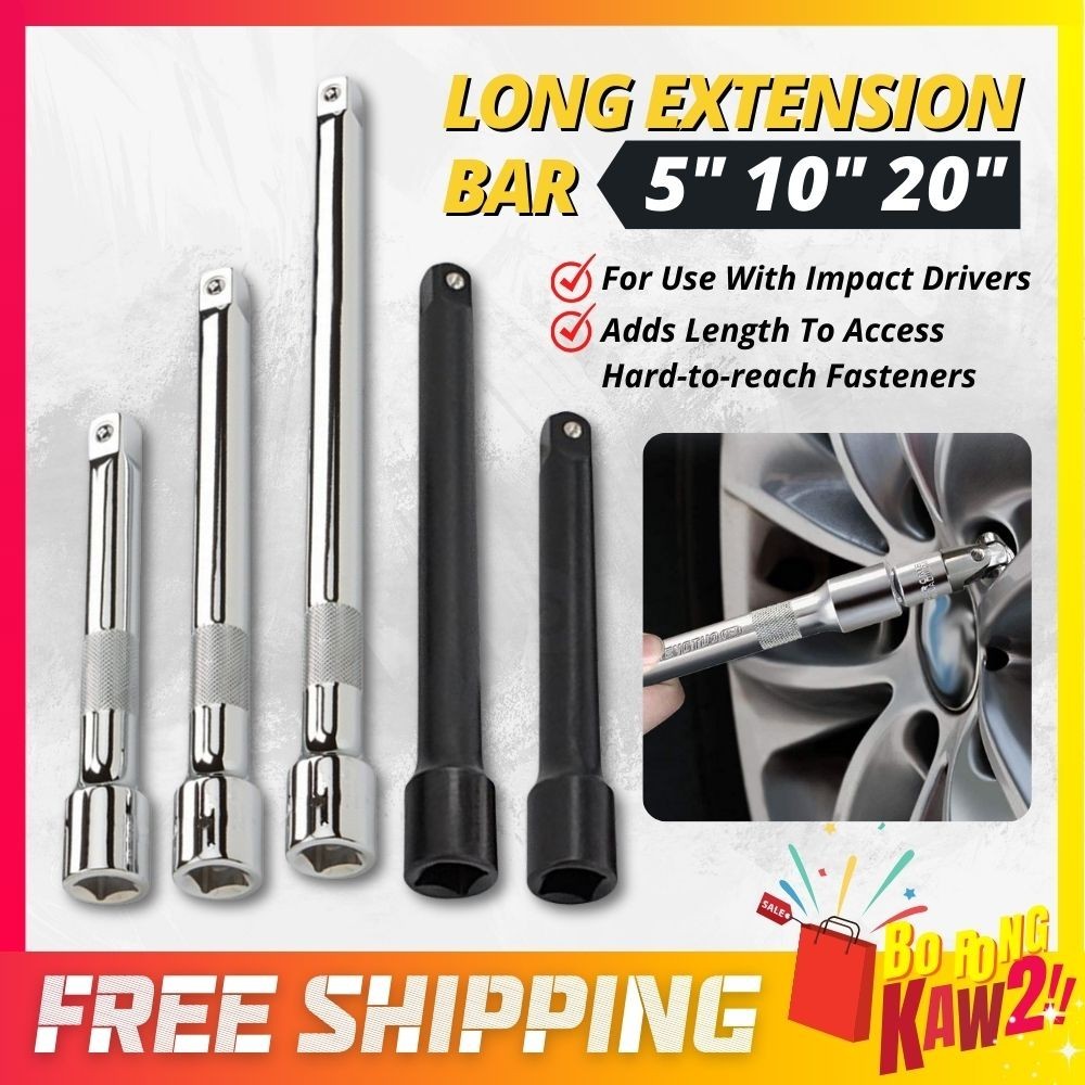 5" 10" 20" 1/2" PRC Chrome / Black Socket Long Extension Bar Driver Nut ...