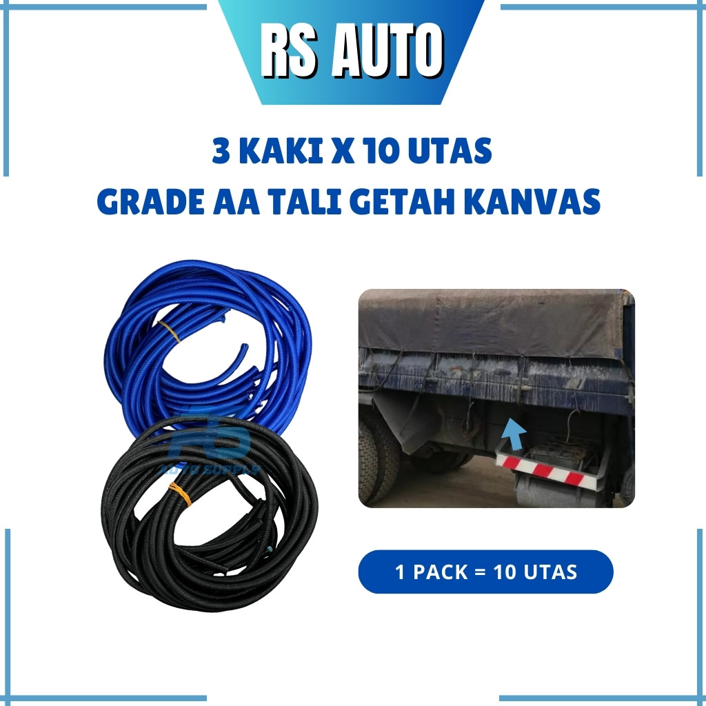 3 Kaki x 10 Utas Grade AA Tali Getah Kanvas Lori Trailer Panjang Tiga ...