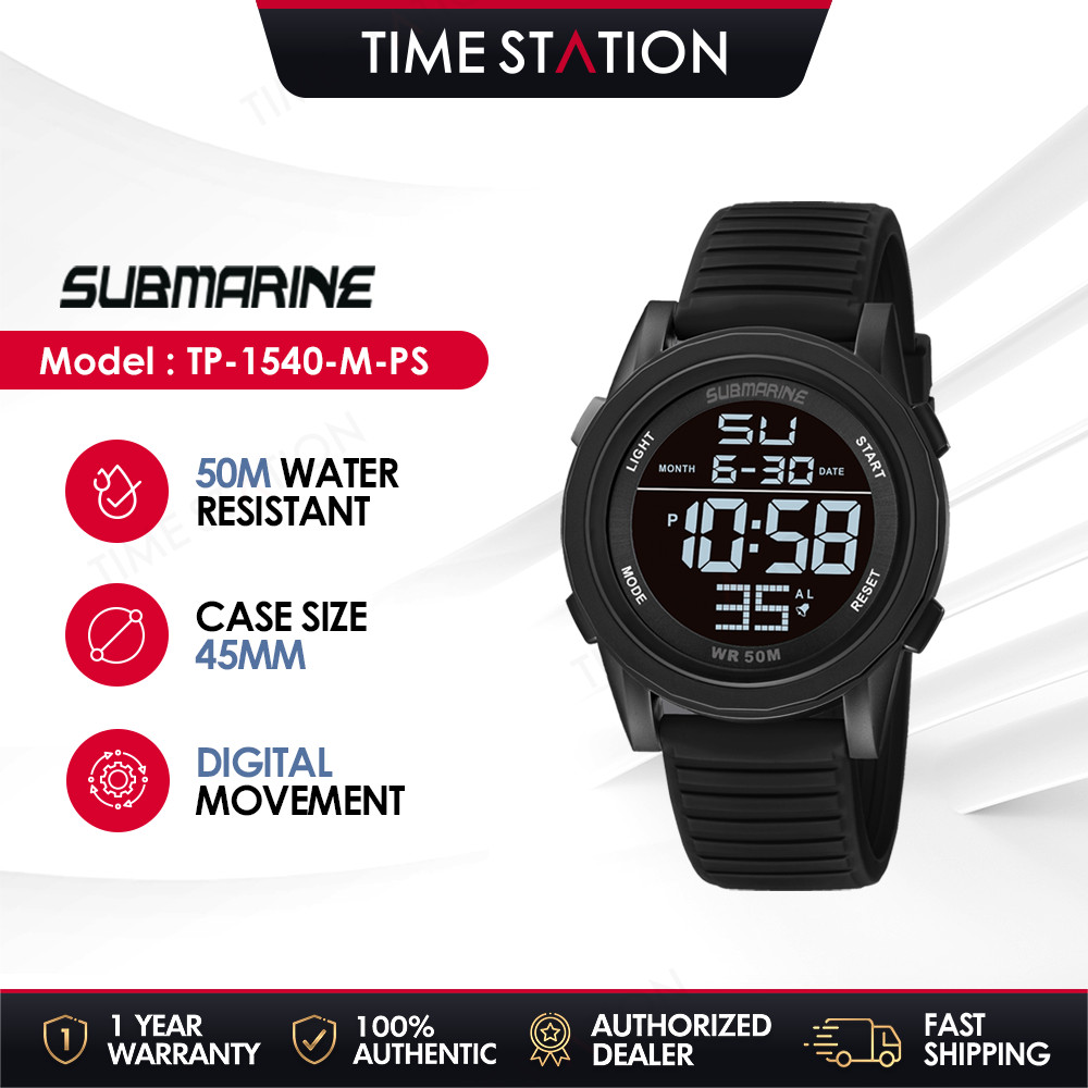 SUBMARINE Stylish Digital Watch Waterproof Men Watch EL Light Stopwatch ...