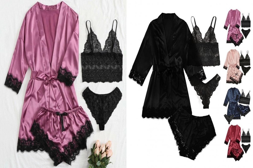 ST| Loose Women Nightgown Sexy Women Robe Sexy Lace Nightgown Set with ...