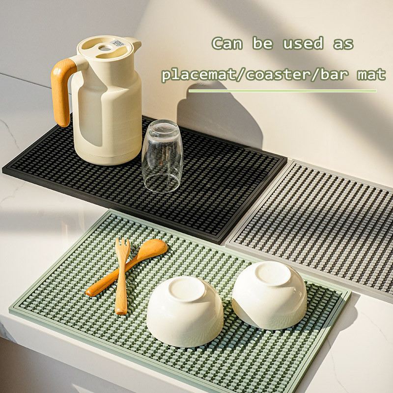 Anti-slip Bottom Dish Drying Mat for Kitchen Counter, Dish Drainer ...